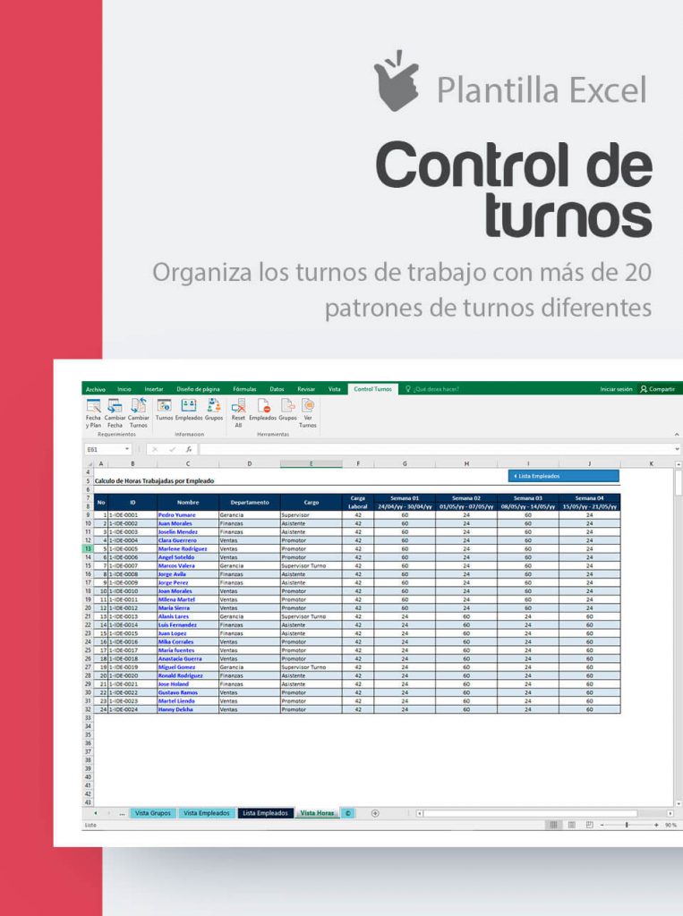 Plantilla Control de Turnos de Trabajo | Cuadrante turnos de trabajo