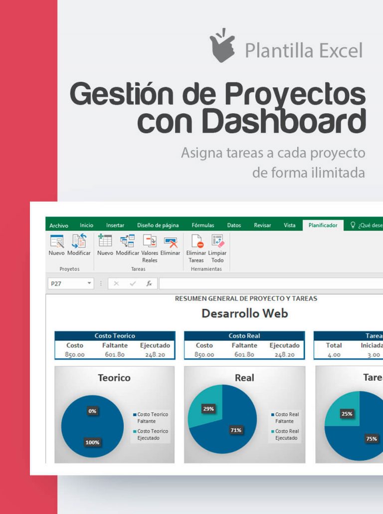 Plantilla Gestión de Proyectos con Dashboard | Control de proyectos