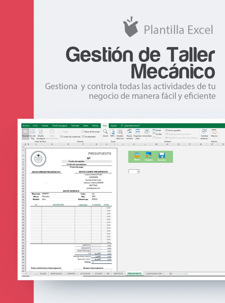 Plantilla Gestión de Taller Mecánico | Plantilla control de taller mecánico